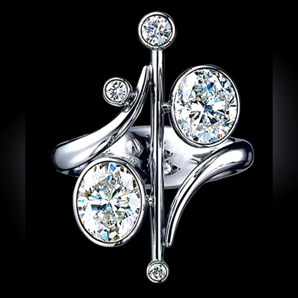 Jewelry | Unique Silver Design Ring With Multiple Cz Stones | Poshmark